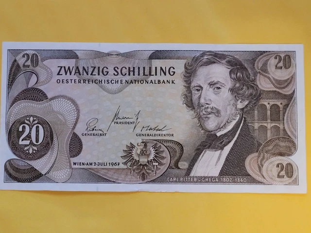 1967 AUSTRIA OESTERREICHEISCHE 20 Schilling G547674H Bank Note $15.00 ...