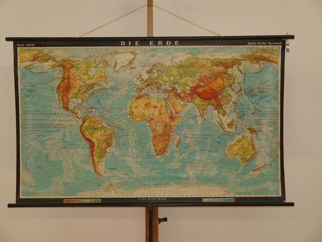 SCHOOL WALL MAP old physical world map The Earth 138x83cm vintage world ...