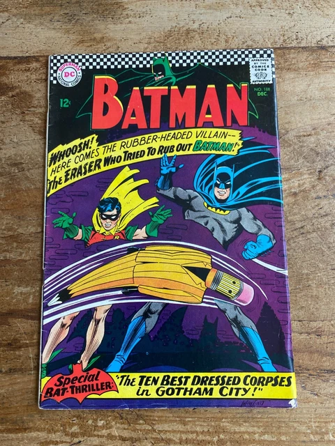 BATMAN NUMÉRO #188 DC Comics 1966 1ère apparition de The Eraser & EUR ...