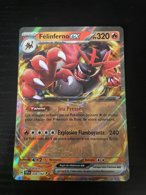 CARTE POKÉMON FELINFERNO EX 034/162 EV05 Forces Temporelles TEF FR EUR ...
