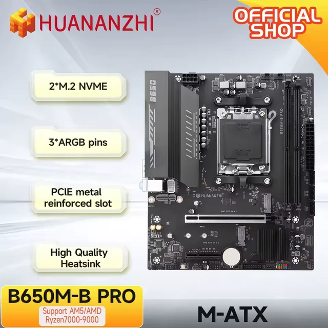HUANANZHI B650 AMD AM5 M-ATX motherboard - B650M-B PRO Ryzen 7000 - 9000 Support £69.99 ...