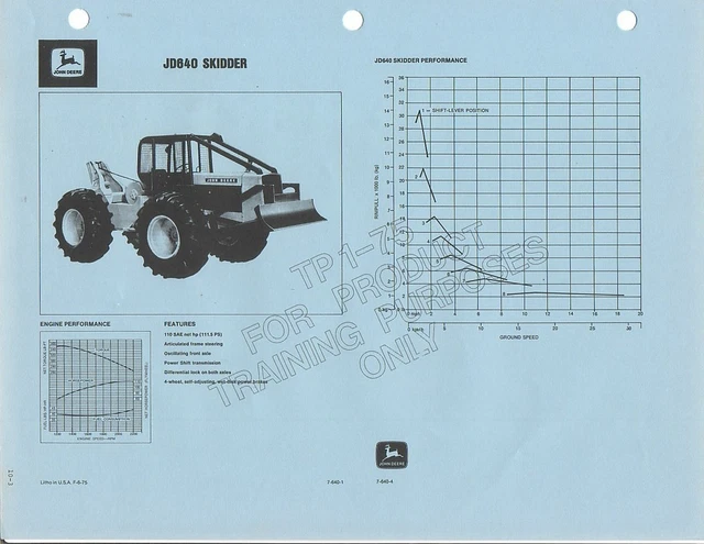EQUIPMENT DATA SHEET - John Deere - JD640 740 Logging Skidders Brochure ...