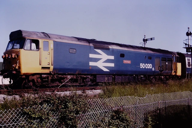 1980S BRITISH RAIL BR Diesel Electric Loco 50 020 Railway Slide Ref 161 ...