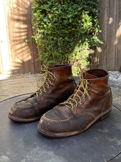 RED WING 1907 Moc Toe Leather Boots Mens Size 9.5 D Distressed Made In ...