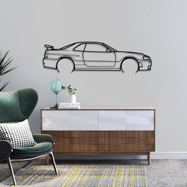 NISSAN R34 GT-R Nismo detaillierte Wandbild Silhouette EUR 89,95 ...