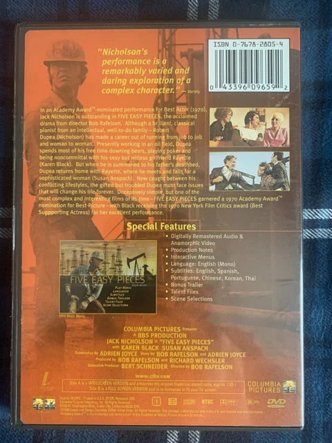FIVE EASY PIECES (DVD 1970) Jack Nicholson Karen Black With Insert £5. ...