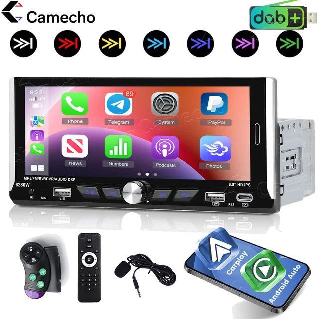 DAB+ APPLE CARPLAY Autoradio Bildschirm 1 DIN GPS Navi Android Auto RDS ...