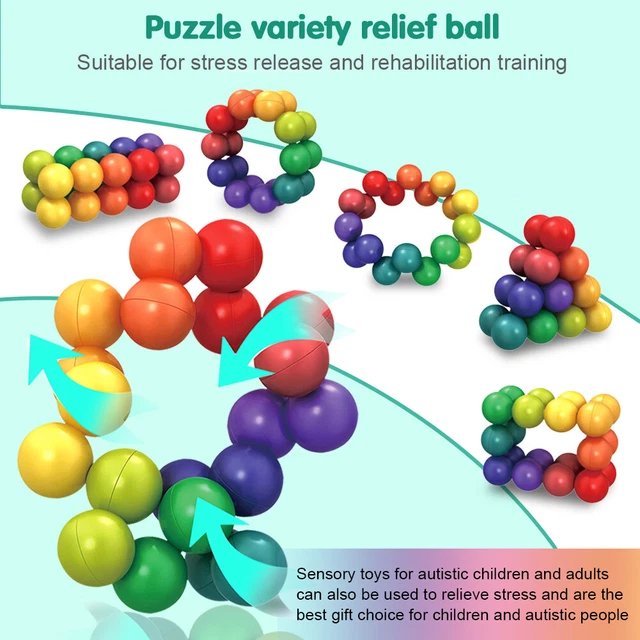 AUTISTIC ADHD SENSORY Fidget Toy Learning Stress Relieve Rainbow Ball ...