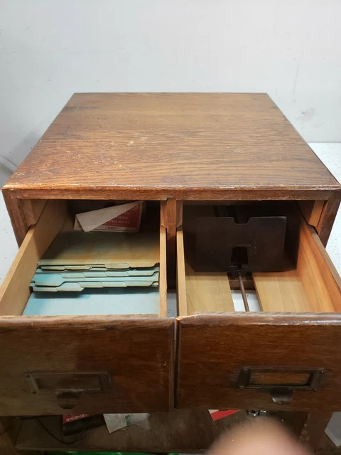 WEIS ANTIQUE EARLY 1900s Oak 2 Drawer Library Card Catalog Wood File ...