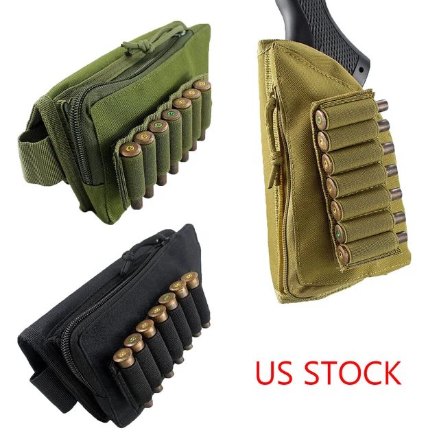 TACTICAL BUTTSTOCK CHEEK Rest Ammo Pouch Shotgun Rifle Stock Holder Mag ...