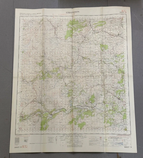 ORDNANCE SURVEY ONE Inch MOD Paper Map, Strathdon, sheet 39, 1966 EUR 9 ...