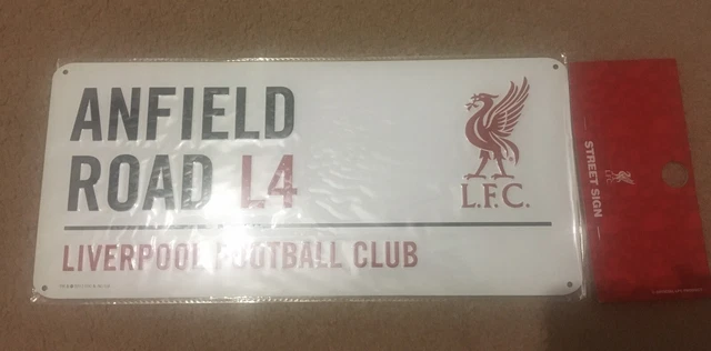 LIVERPOOL FC WHITE Metal Street Sign Official Anfield Road L4 Road Sign ...
