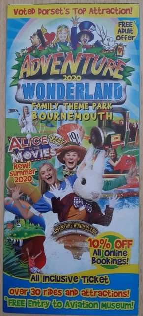 ADVENTURE WONDERLAND FAMILY Theme Park 2020 Map Leaflet, Bournemouth ...