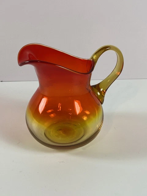 BLENKO GLASS PITCHER Tangerine Amberina Mid Century Modern 5.5" Tall ...