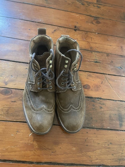 MEN’S LEATHER LACE-UP Boots Size 10.5 Brown Rough Out Florshiem Boots £ ...