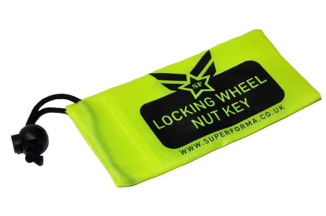 FLUORESCENT YELLOW LOCKING Wheel Nut/Bolt Key Tool Bag Universal Car ...