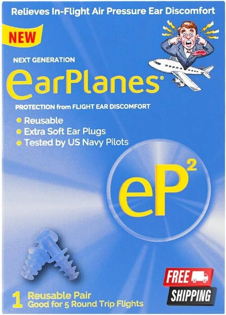 EARPLANES EP2 ULTRA-REUSABLE Earplugs, Airplane Pressure Prevention ...