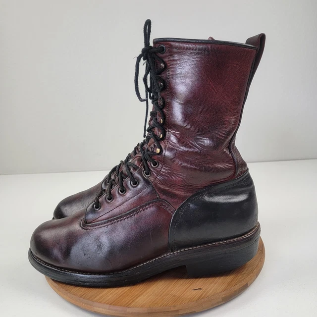 VINTAGE RED WING Lineman Logger Tall Lace Up Brown Leathers Boots #921 ...