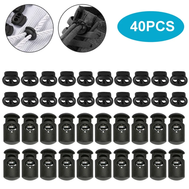 40X SPRING LOADED Toggle Stop Cord Locks End Plastic Single Double Hole ...