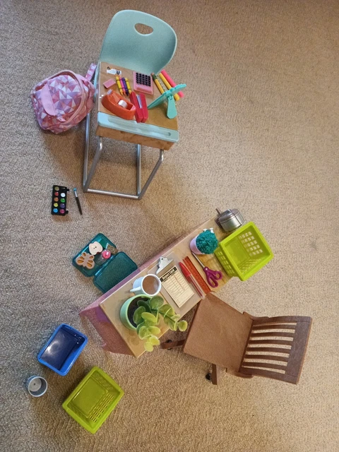 OUR GENERATION SCHOOL Set With Desks, Chairs And Accessories £9.00 ...