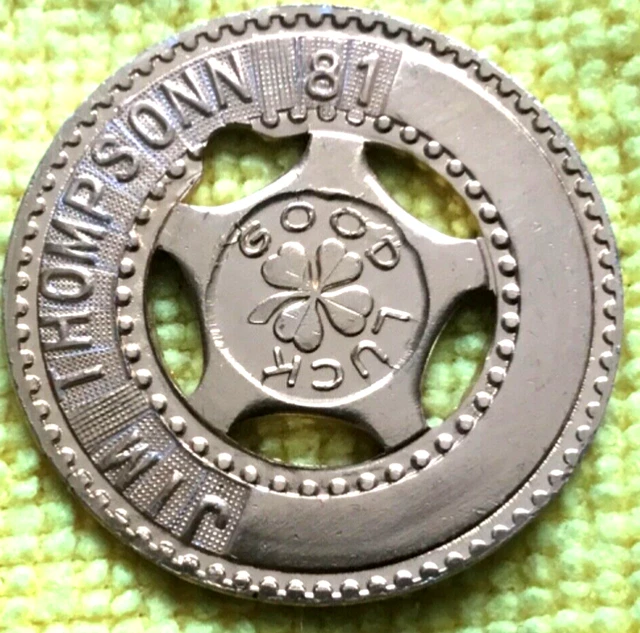 VINTAGE ALUMINUM GOOD Luck Token / 33mm Horseshoe & Clover, N #347725 £ ...