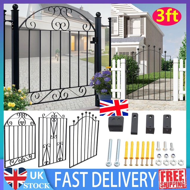 HEAVY DUTY METAL Garden Gate 3ft Wrought Iron Pedestrian Gates Includes ...