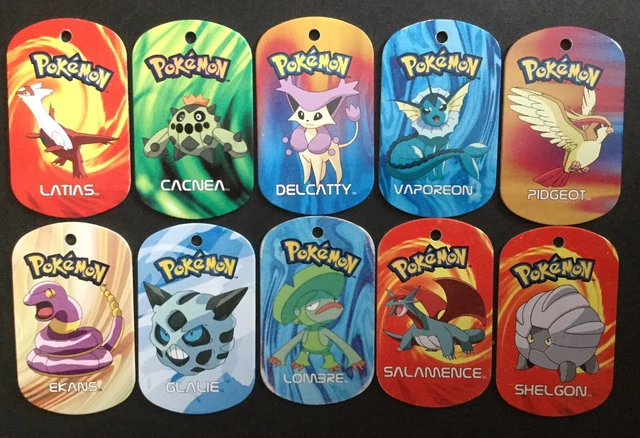 10 X POKEMON Metal Tags Bundle Latias Salamence Vaporeon Glalie ...