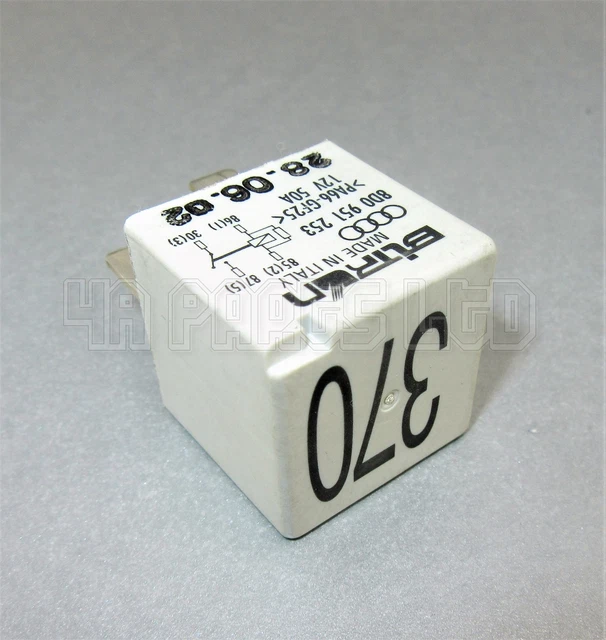 AUDI VW SEAT Skoda White Relay 8D0951253 (No.370) 4-Pin Bitron 12V 50A ...
