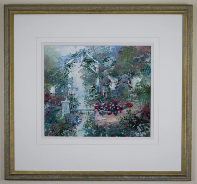 SUNDIAL AMONGST THE flowers. Mixed media by listed artist Janet Rogers ...