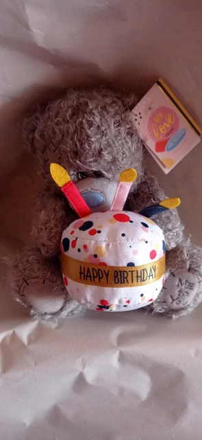 BNWT ME TO You 'Happy Birthday' Grey Teddy Bear With Cake And 3 Candles ...