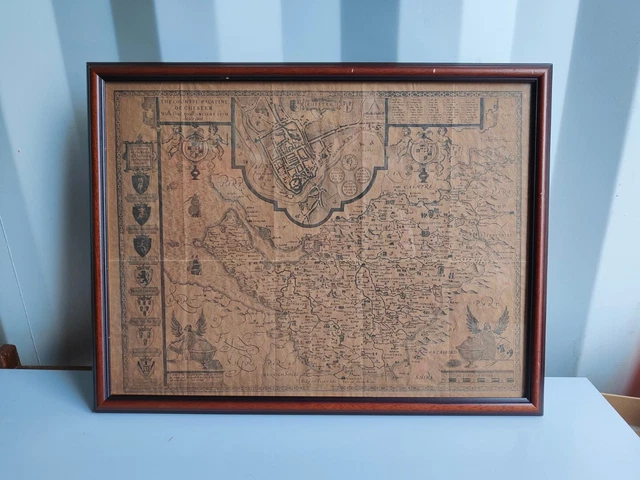 ANTIQUE REPRODUCTION FACSIMILE Print John Speed Speede Map Of Chester ...
