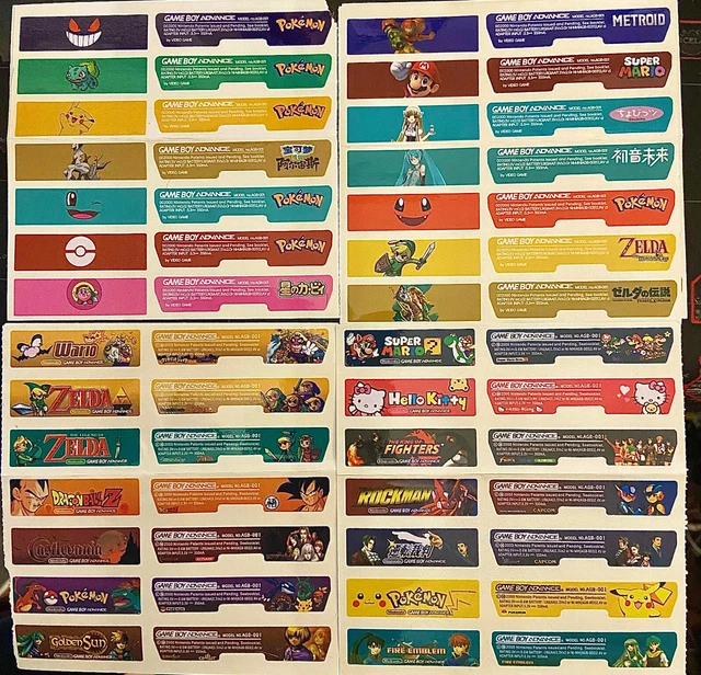 NINTENDO GAME BOY Gameboy Advance GBA Custom Art Replacement Label ...