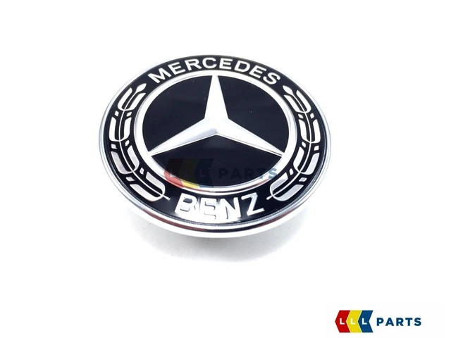 NEW GENUINE MERCEDES-BENZ Mb Black Wreath Flat Bonnet Badge Emblem ...
