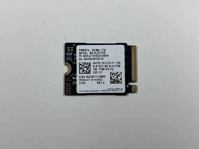 PM991 M.2 2230 1TB SSD NVMe PCIe Gen3 x4 Surface Pro ROG Storage Drive ...
