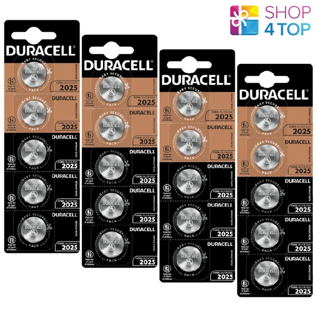 20 DURACELL CR2025 Lithium Batteries 3V Cell Coin Bouton 5BL Exp 2030 ...