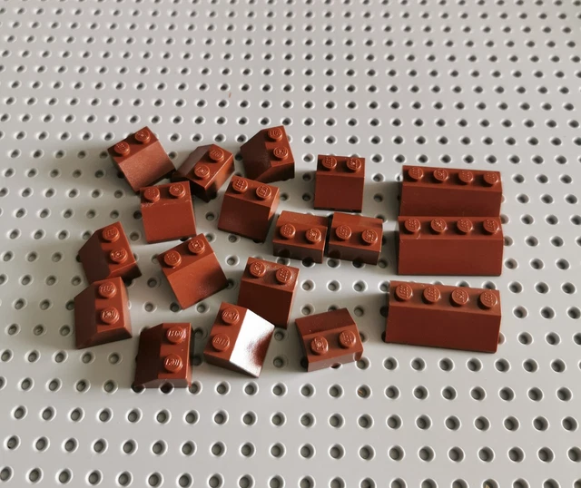 LEGO SCHRÄGSTEIN DACHSTEIN Slope 18 Stück rotbraun 2x4 2x2 Brick 3039 ...