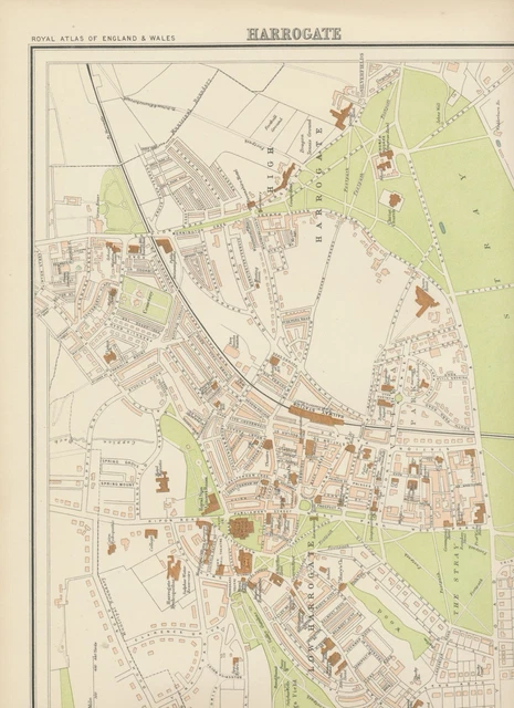 MAP &HARROGATE& FROM the Royal Atlas of England & Wales 35 cm x 23 cm ...