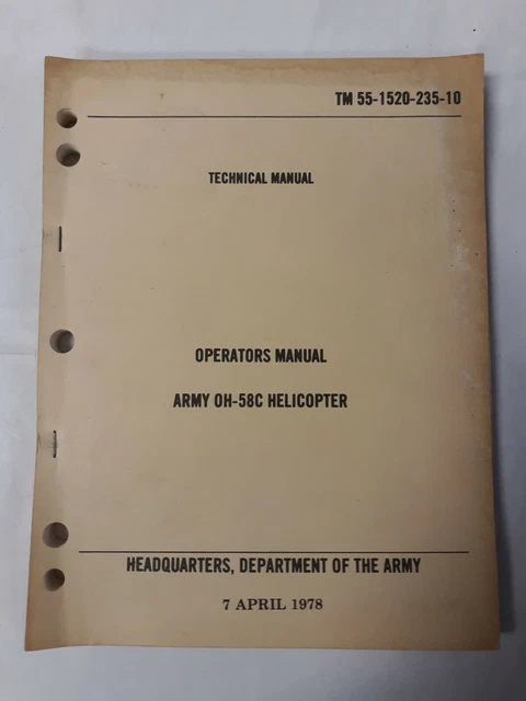 BELL ARMY OH-58C Helicopter Technical Operators Manual 1978 Original £ ...
