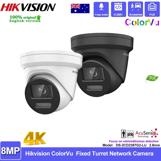 HIKVISION DS-2CD2387G2-LU 2.8MM 4K 8MP ColorVu IP camera PoE AcuSense Mic Turret $313.40 ...