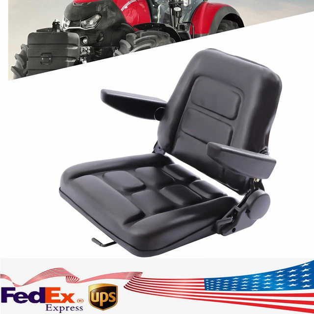 UNIVERSAL FORKLIFT TRACTOR Seat PVC Adjustable Backrest Armrest Mower ...