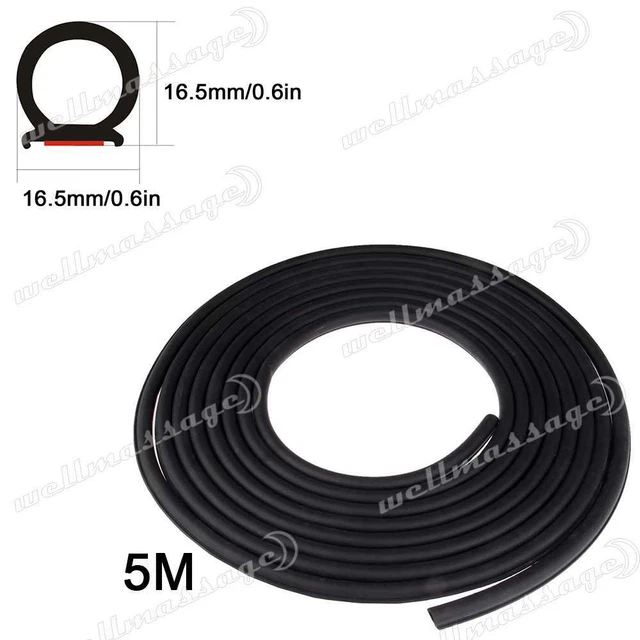 5M UNIVERSAL D shape Car Door Rubber Seal Strip Hollow Weatherstrip ...