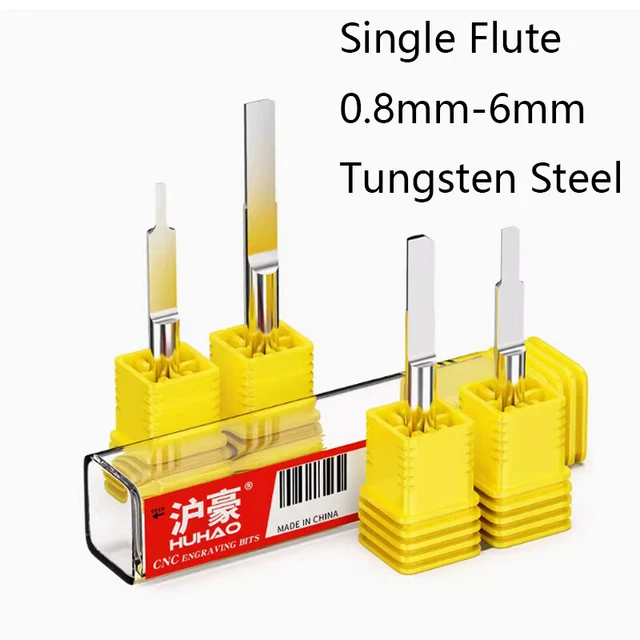 0.8-6MM SINGLE FLUTE Straight Milling Cutter 63HRC CNC Carving Knife ...