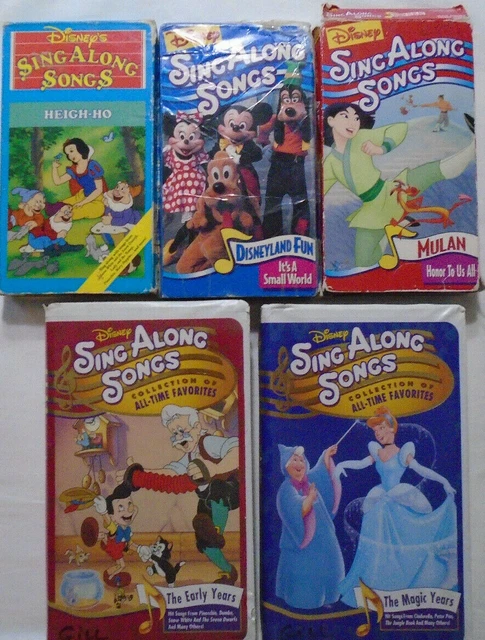 5 VHS DISNEY Family Sing Along Songs Heigh-Ho Small World Mulan ...