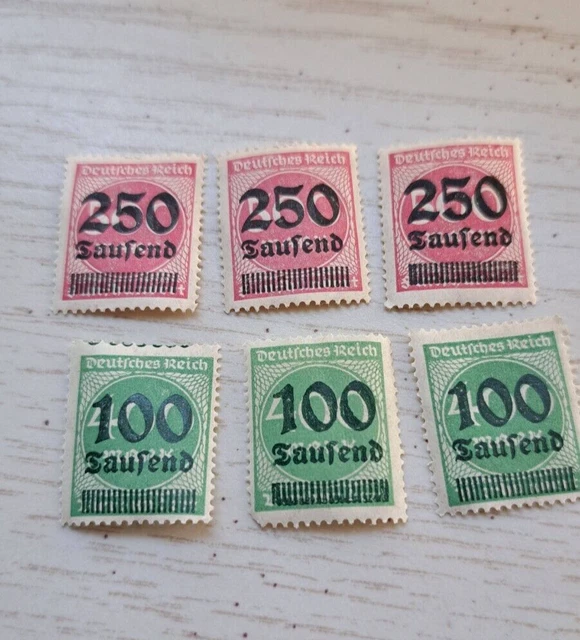 1923 OVERPRINT GERMANY Weimar Republic Red/Green Stamps Hinged 250/100 ...