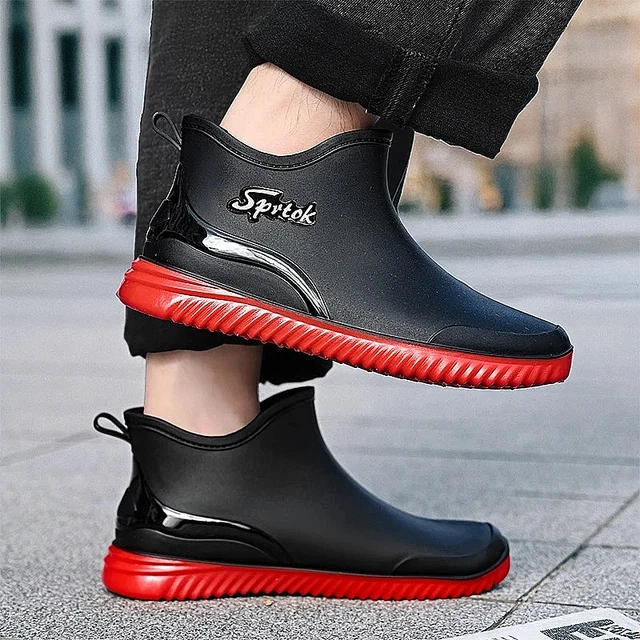 ANKLE RAIN BOOTS For Men Integrated forming Simple Waterproof Rain ...