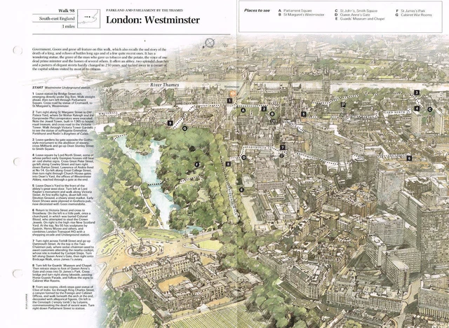LONDON WESTMINSTER 1990 Vintage Walking Route & Map #98 EUR 4,13 ...
