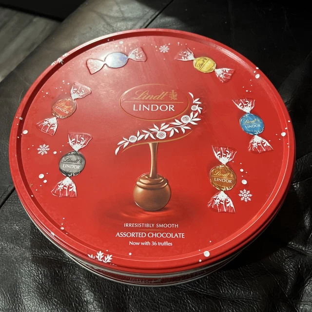 LINDT LINDOR ASSORTED Chocolate Selection Tin 450g with a smooth ...