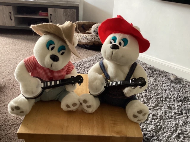 Vintage Gemmy Interactive Dueling Banjo Bears Red Buck Animated 2000