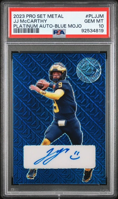 2023 LEAF PRO Set JJ MCCARTHY Blue Mojo Rookie RC Auto/15 PSA 10 ...