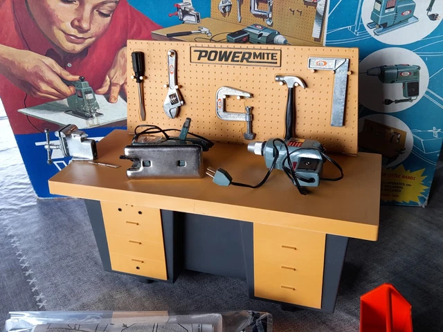 RARE ANCIEN JEU jouet Idéal powermite power mite worshop 1969 en boite ...